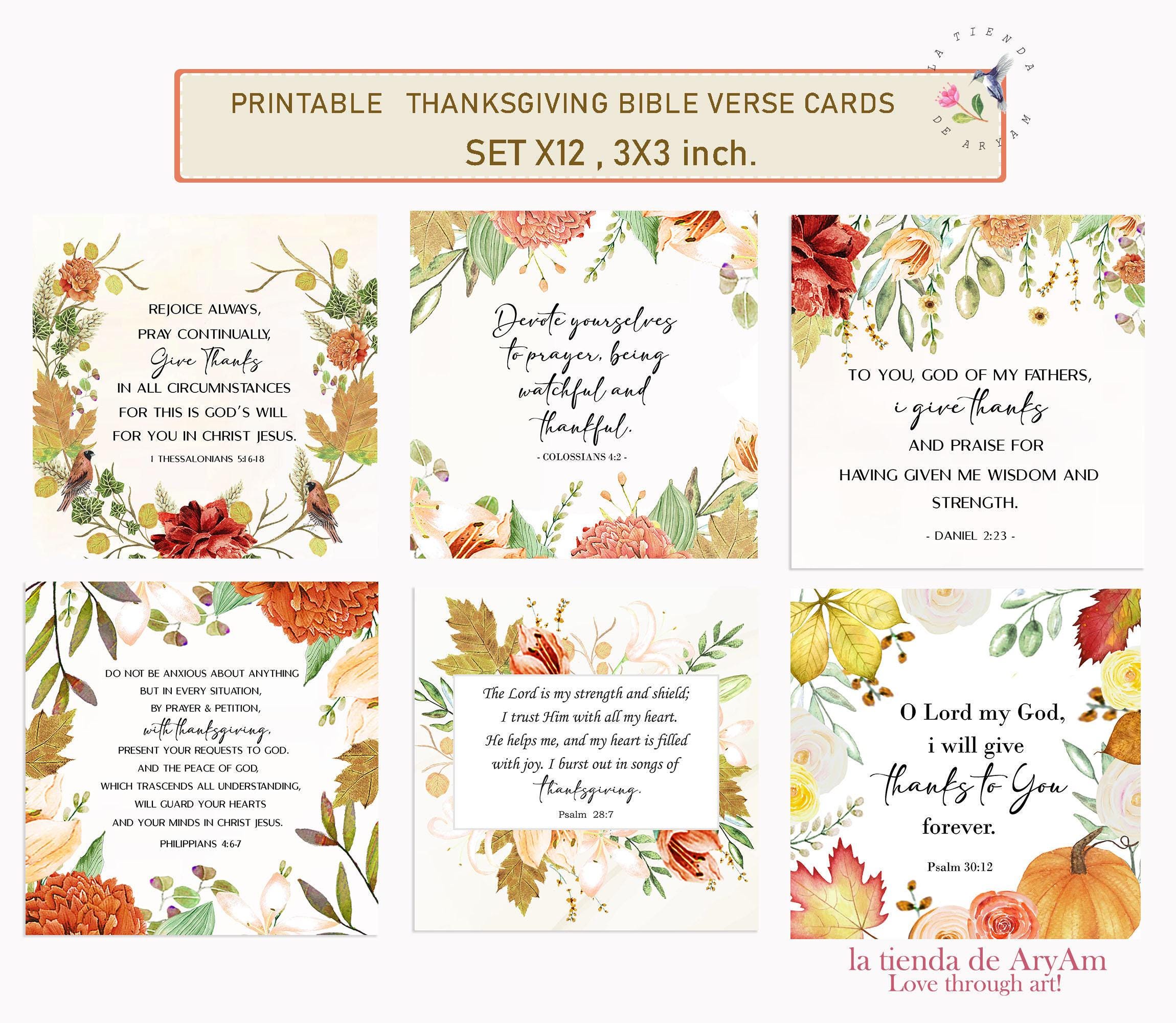 Printable Thanksgiving Set X12 Bible Verse Cards, Thanksgiving ...