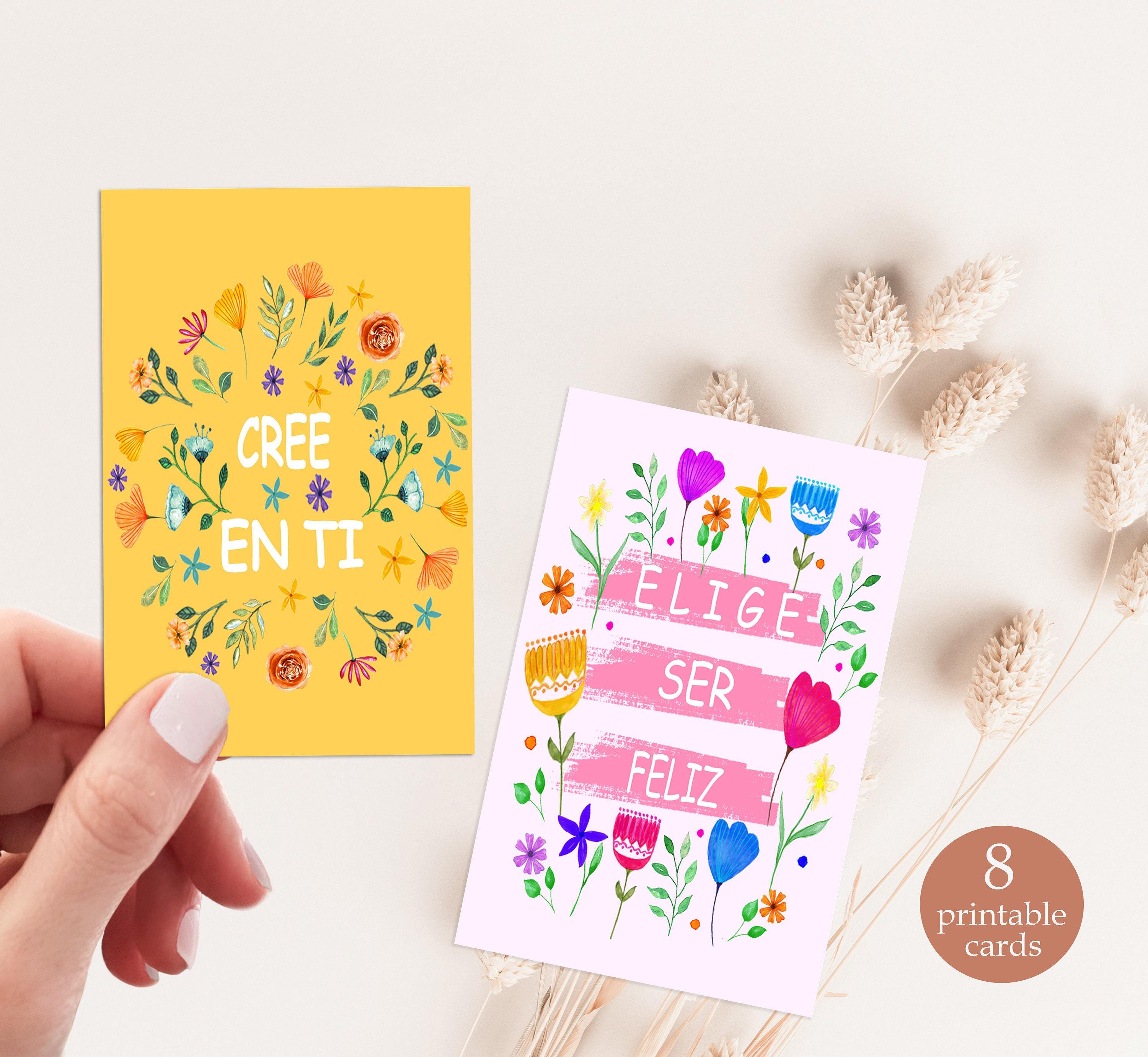 Spanish Motivational Quote Cards: Printable Watercolor Art (digital ...