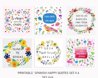 Spanish Motivational Quote Cards: Printable Watercolor Art (digital ...
