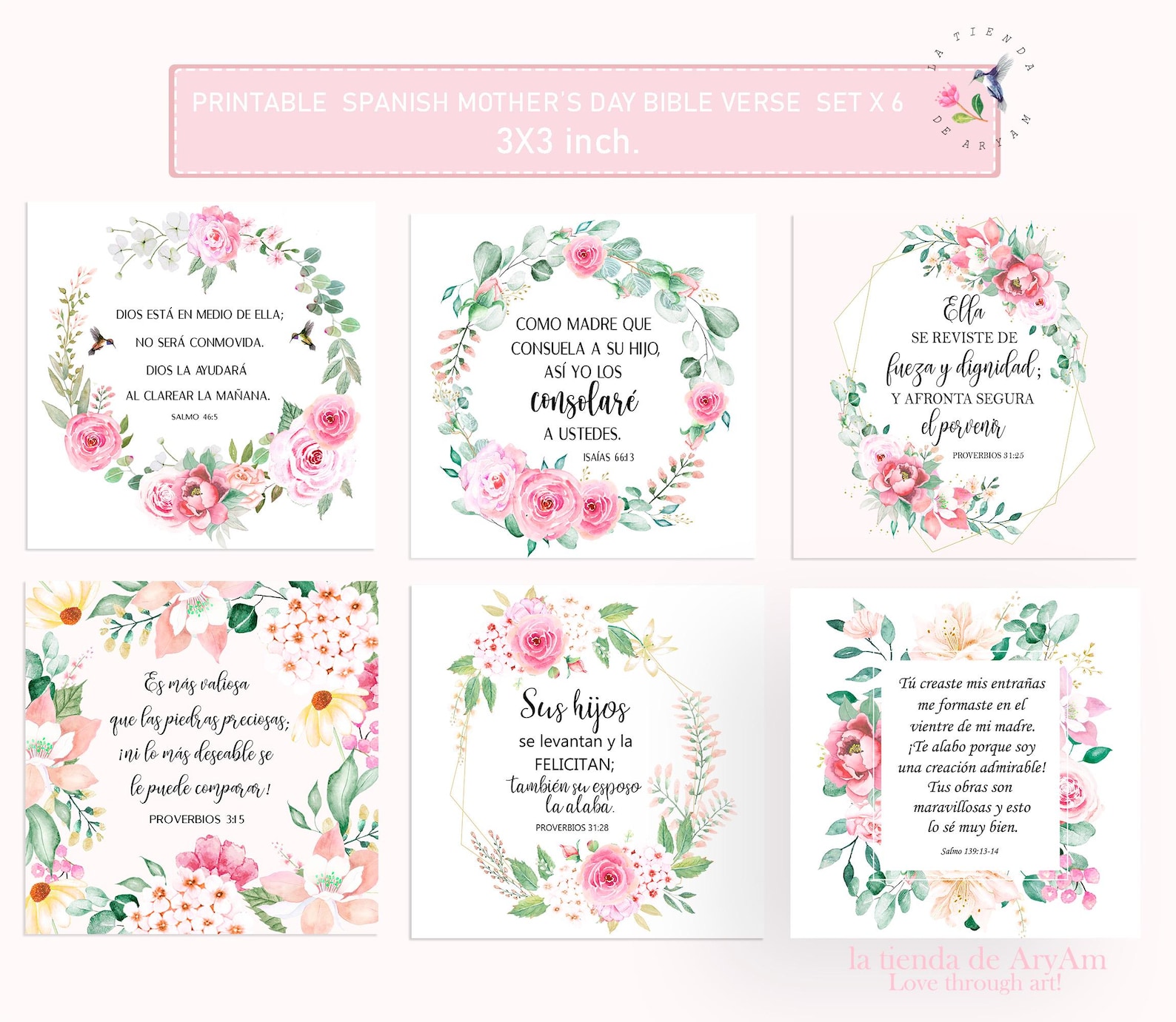 Spanish Printable Mother's Day Bible Verse Cards, Spanish Mom's ...