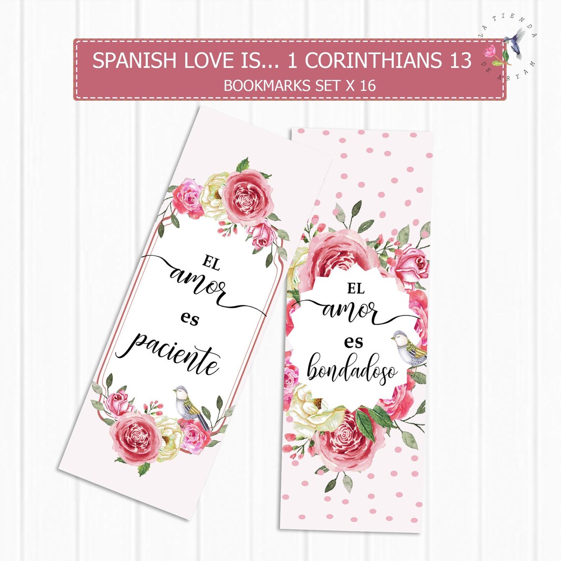 Spanish Love Set X8 Bible Verse Bookmarks, 1 Corintios 13 Bookmarks, El ...