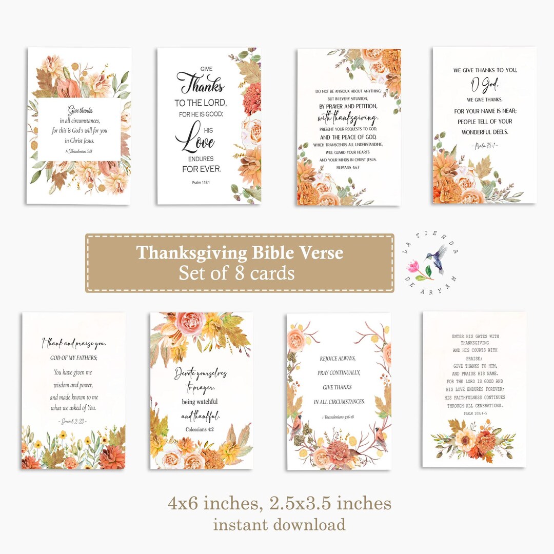 Bible Verse Cards for Thanksgiving, Scripture Cards for Thanksgiving ...