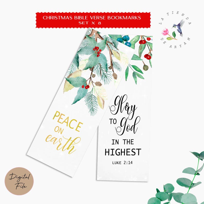 Christmas Bible Bookmarks: Printable Scripture Gift (digital Download ...