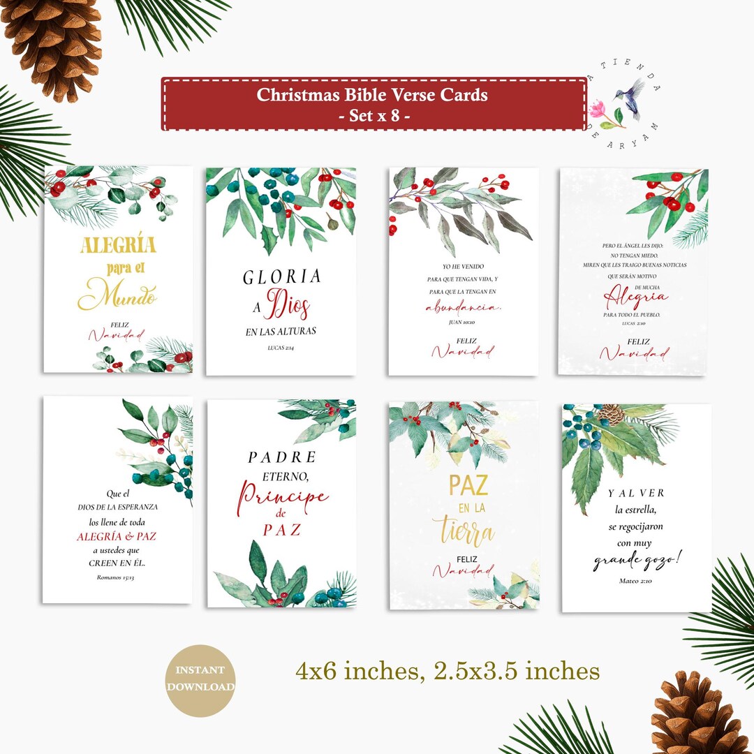 Spanish Christmas Bible Verse Cards: Printable Christian Holiday ...