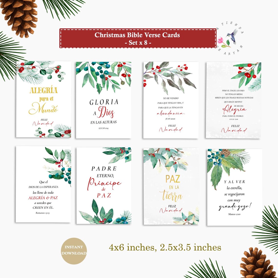 Spanish Christmas Bible Verse Cards: Printable Christian Holiday ...