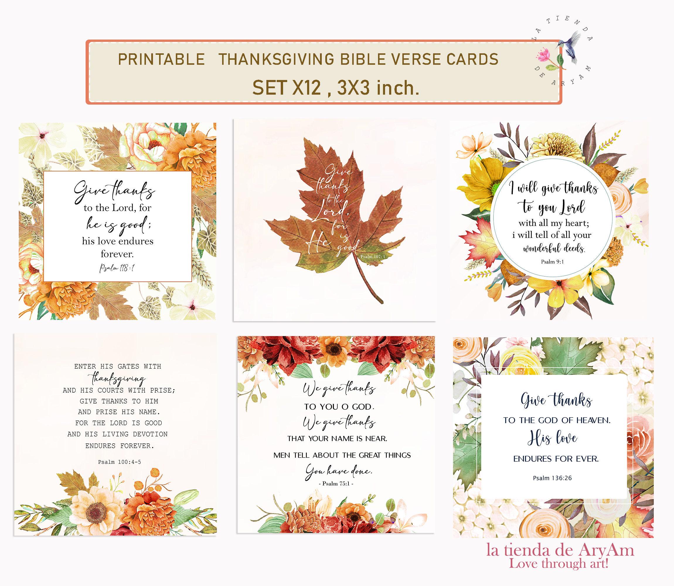 Printable Thanksgiving Set X12 Bible Verse Cards, Thanksgiving ...
