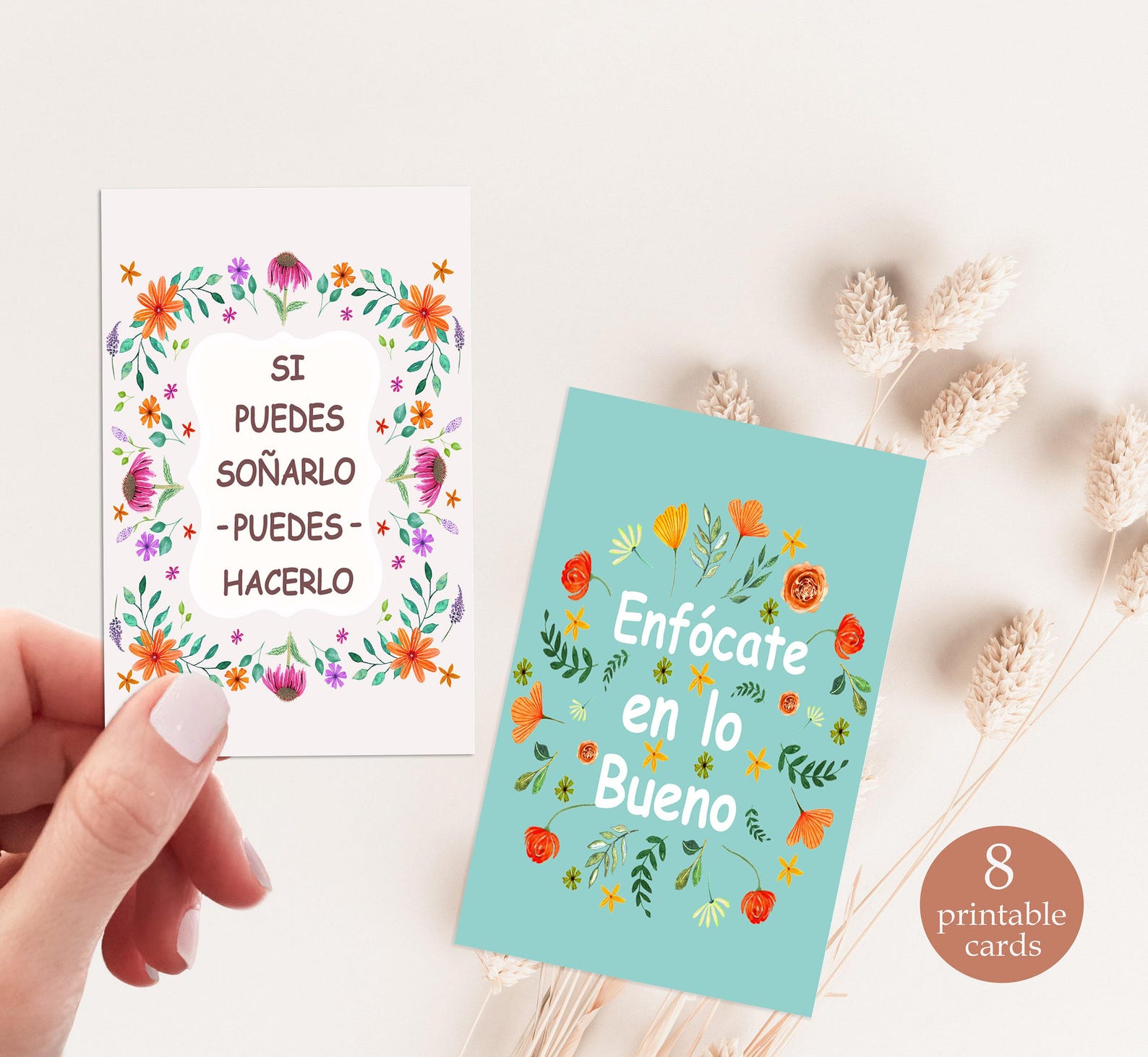 Spanish Motivational Quote Cards: Printable Watercolor Art (digital ...