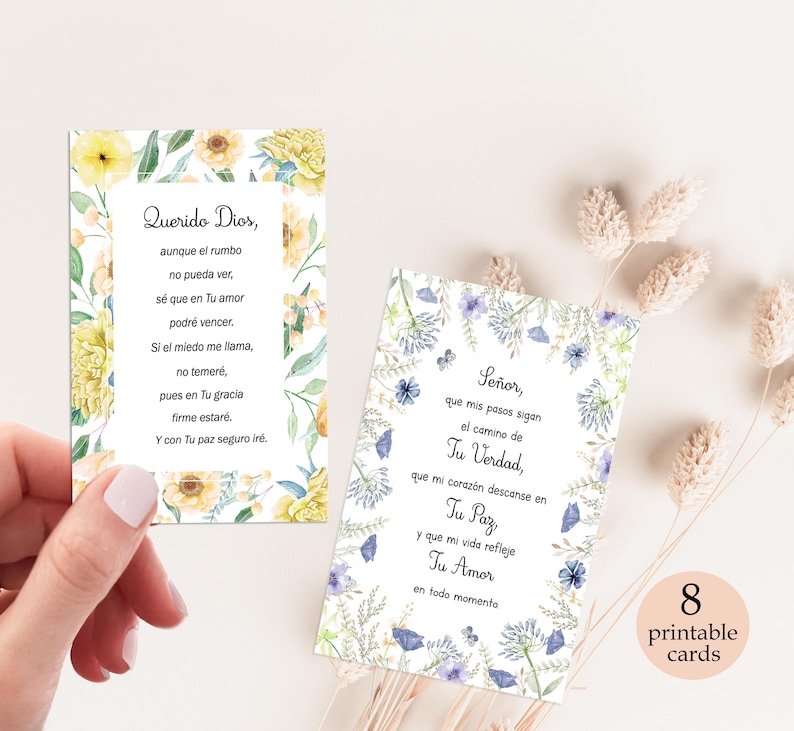 Spanish Prayer Tags Set X8, Collage Sheet, Printable Prayer Card Set ...