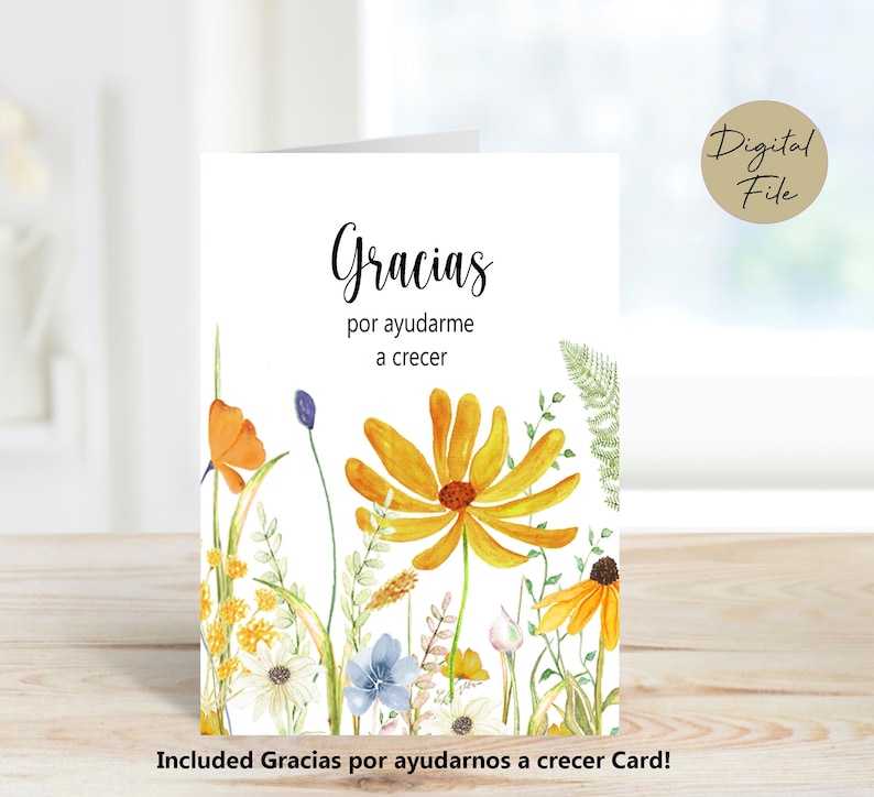 Spanish Teacher Appreciation, Gracias Por Ayudarme a Crecer, Printable, Spanish Appreciation ...