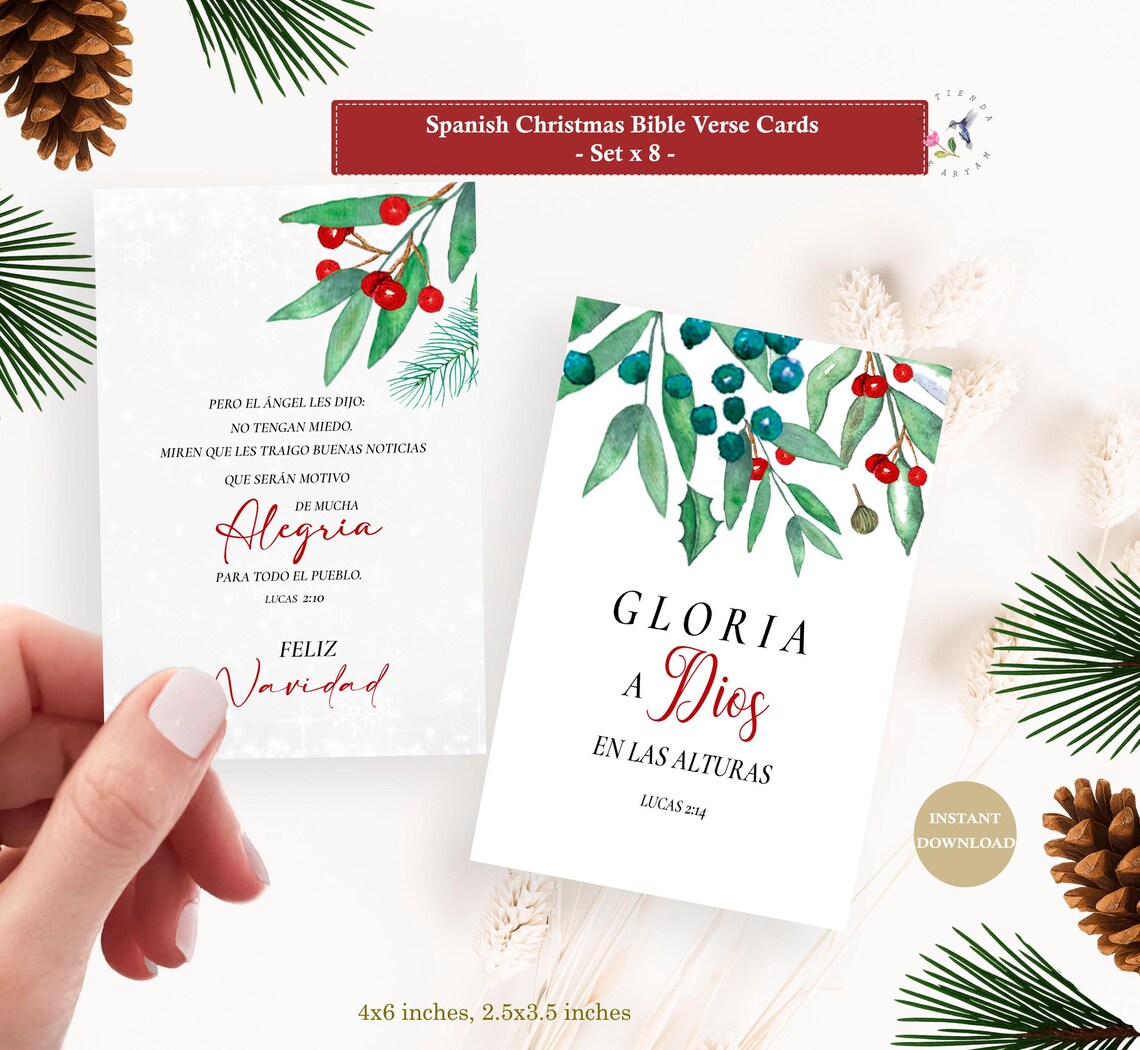 Spanish Christmas Bible Verse Cards: Printable Christian Holiday ...