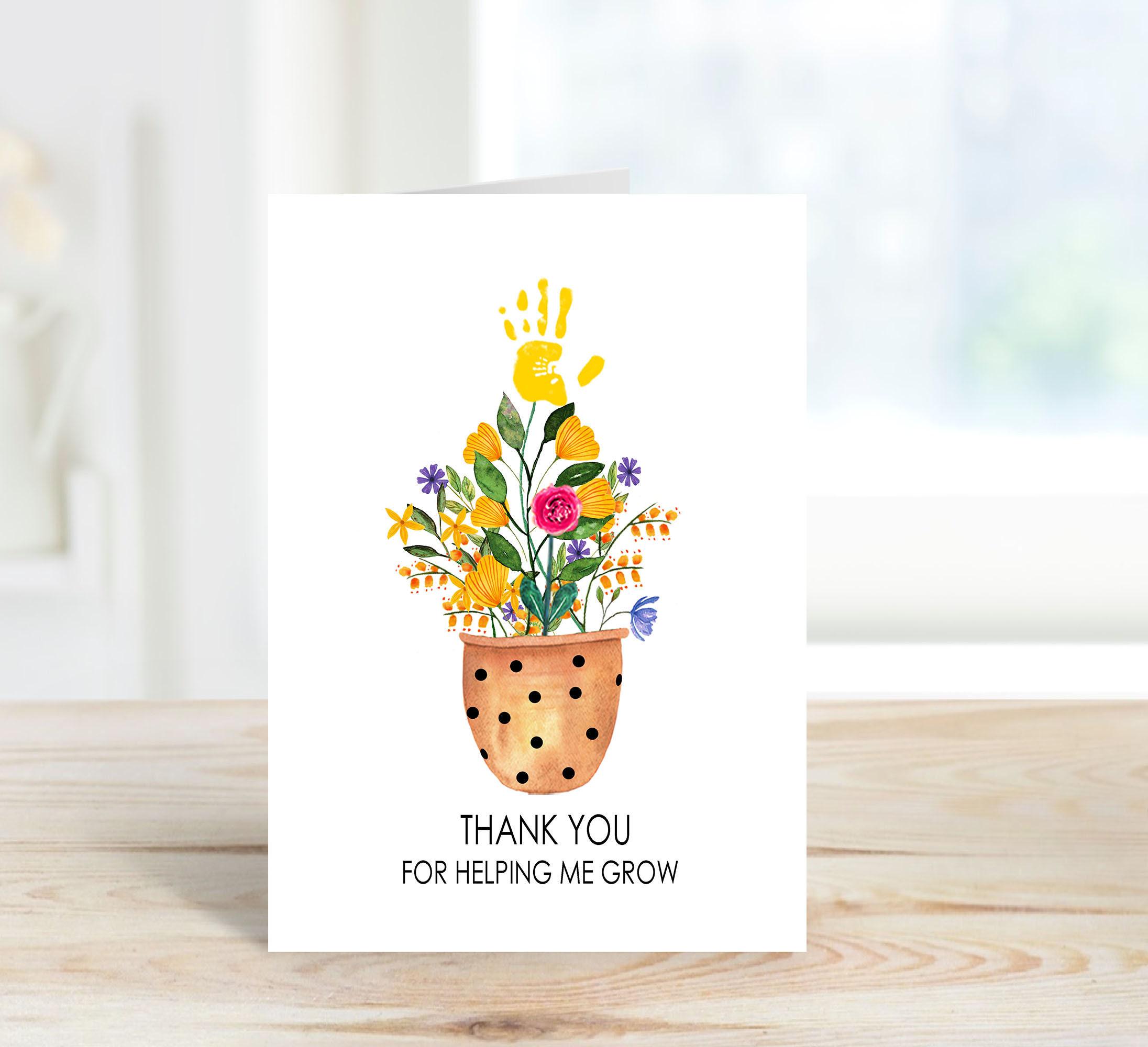 Teacher Appreciation, Thank You for Helping Me Grow Sign, Handprint ...