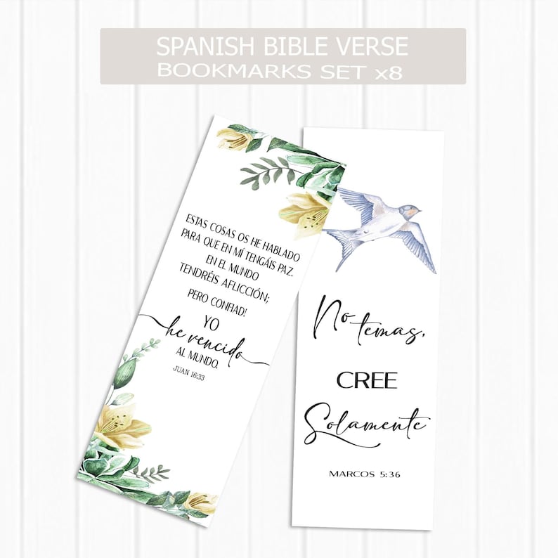 Spanish Bible Bookmarks, Printable Set of 8, 7 X 2.5 Inches, Instant ...