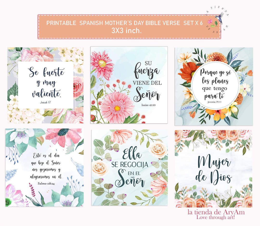 Spanish Bible Verse Cards for Mom: Mother’s Day Printable (PDF Download ...