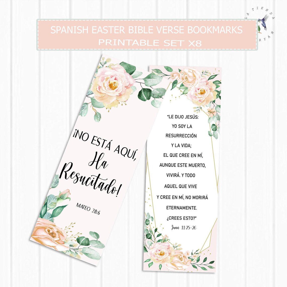 Spanish Easterset X8 Bible Verse Bookmarks, Printable Spanish Bible ...