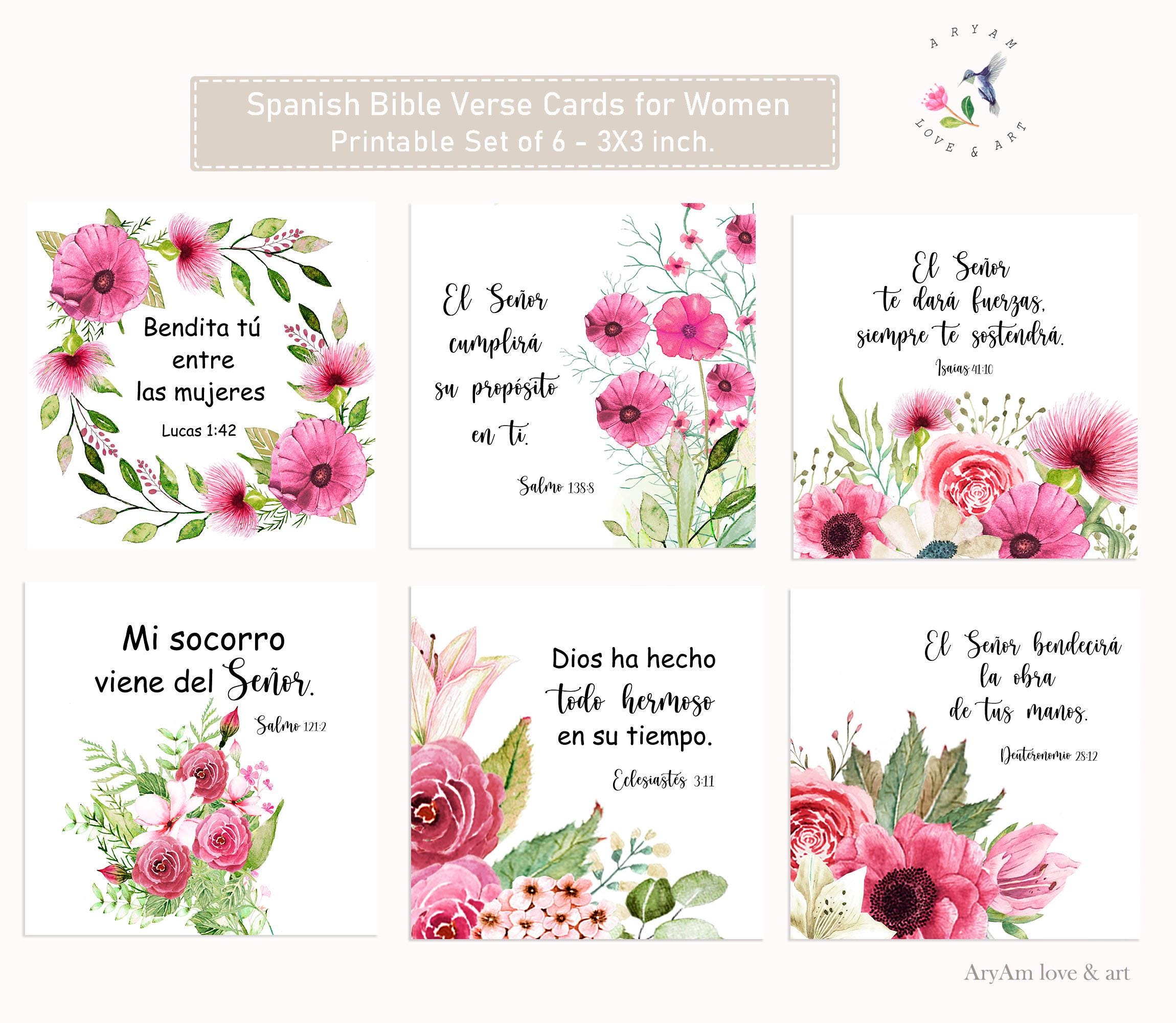 Spanish Bible Verses for Women, Christian Floral Gift Set, Mother's Day ...
