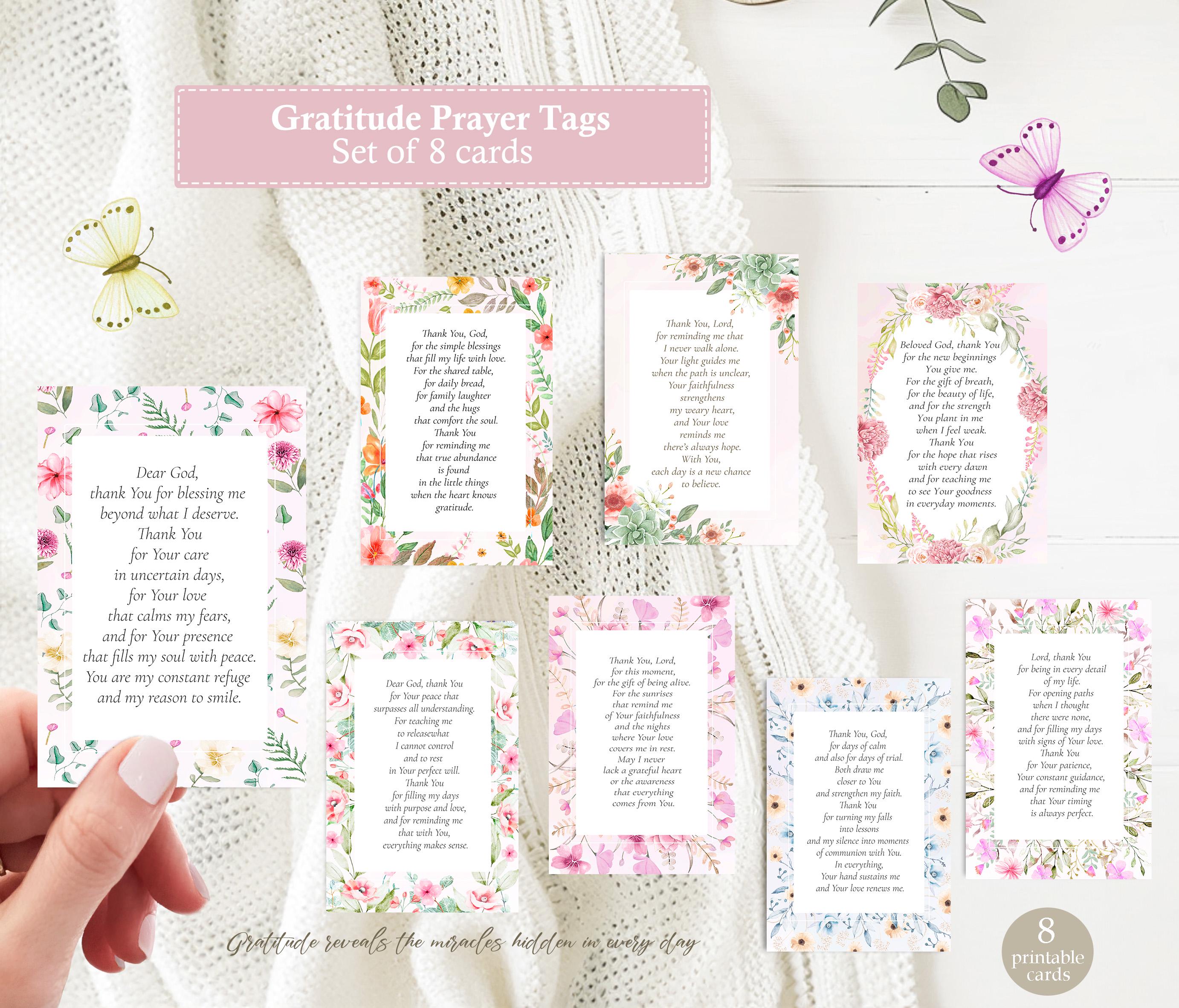 Gratitude Prayers to God, Christian Prayer Cards Set (4x6 Printable ...