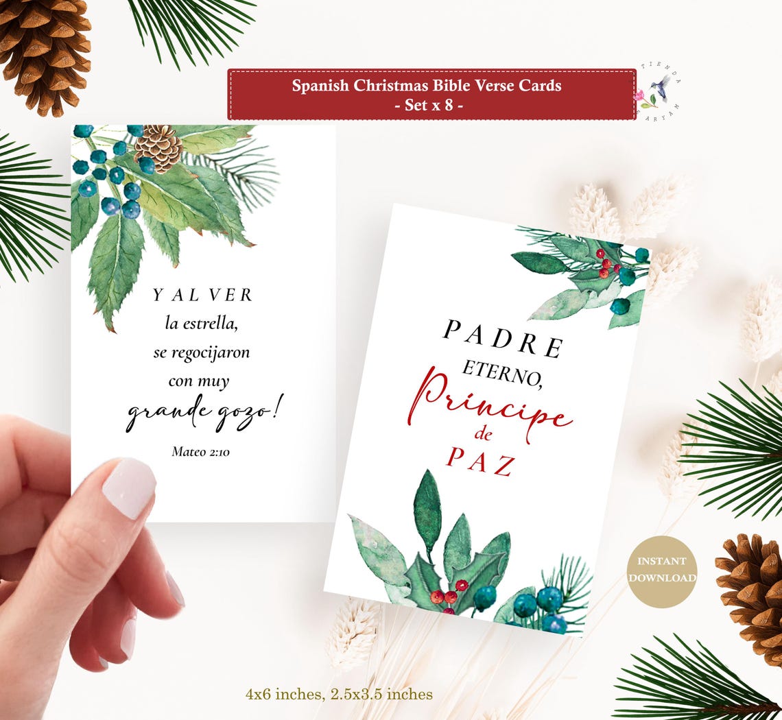 Spanish Christmas Bible Verse Cards: Printable Christian Holiday ...