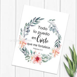 Spanish Bible Verse, Filipenses 4:13, Todo Lo Puedo En Cristo Que Me ...