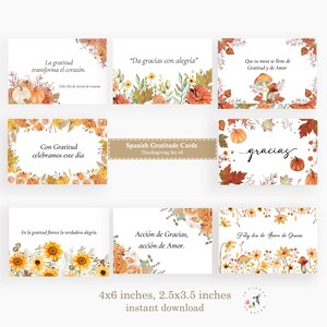 Spanish Thanksgiving Gratitude Cards: Printable Fall Thank You Notes ...