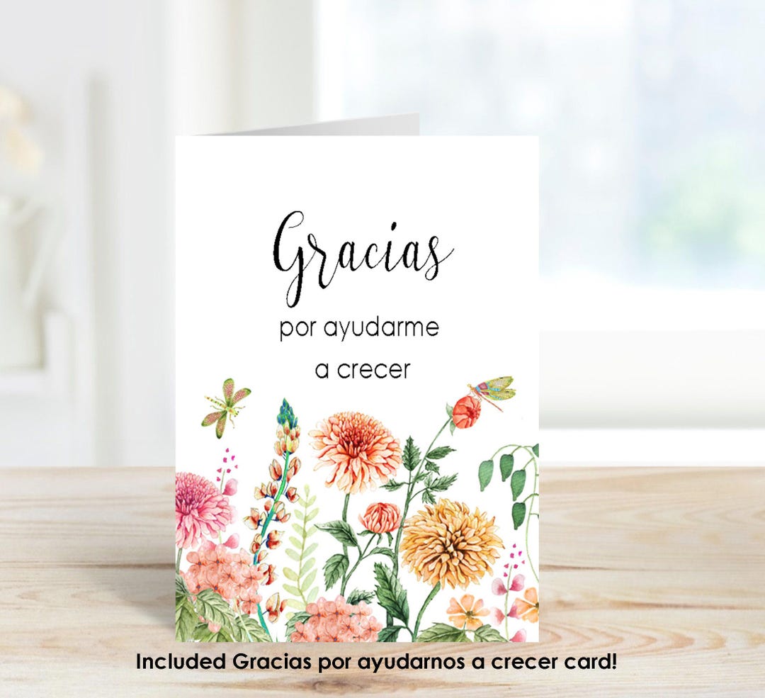Spanish Teacher Appreciation, Gracias Por Ayudarme a Crecer, Printable, Spanish Appreciation ...