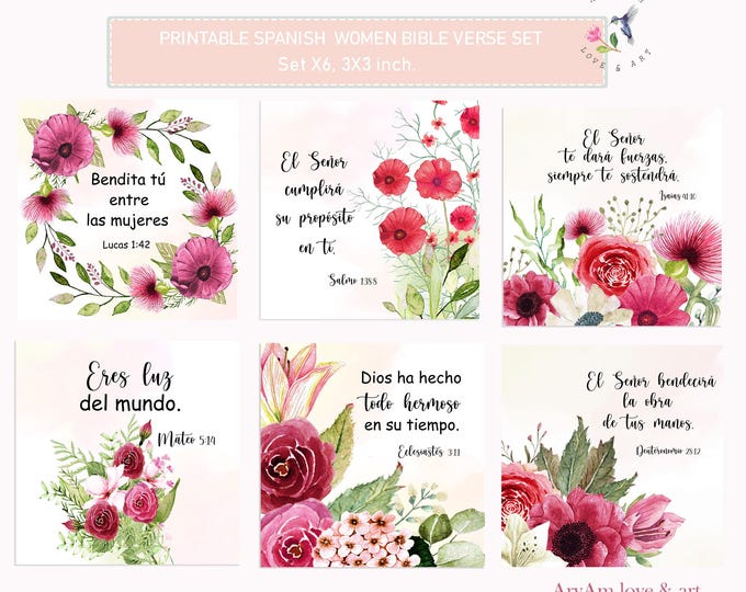 Printable Scripture Cards Set X6, Mother's Day Bible Cards, Women Bible ...