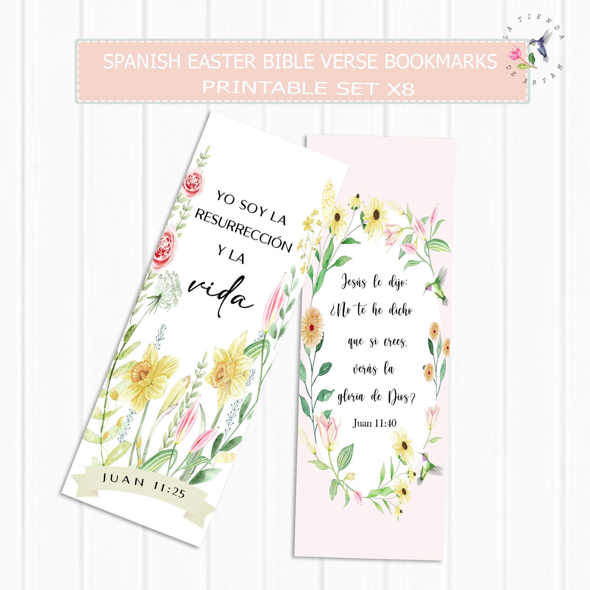 Spanish Easterset X8 Bible Verse Bookmarks, Printable Spanish Bible ...
