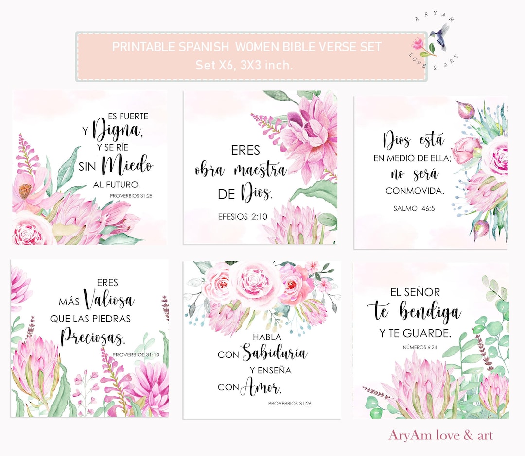 Printable Spanish Scripture Cards for Women – Set of 6 Bible Verse Tags ...