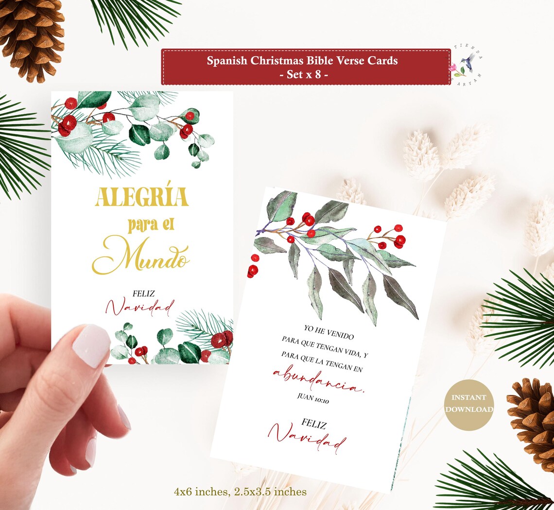 Spanish Christmas Bible Verse Cards: Printable Christian Holiday ...