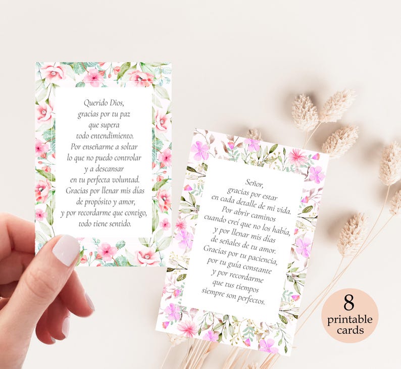 Tarjetas de Oración de Gratitud en Español Conjunto de 8, Oración ...