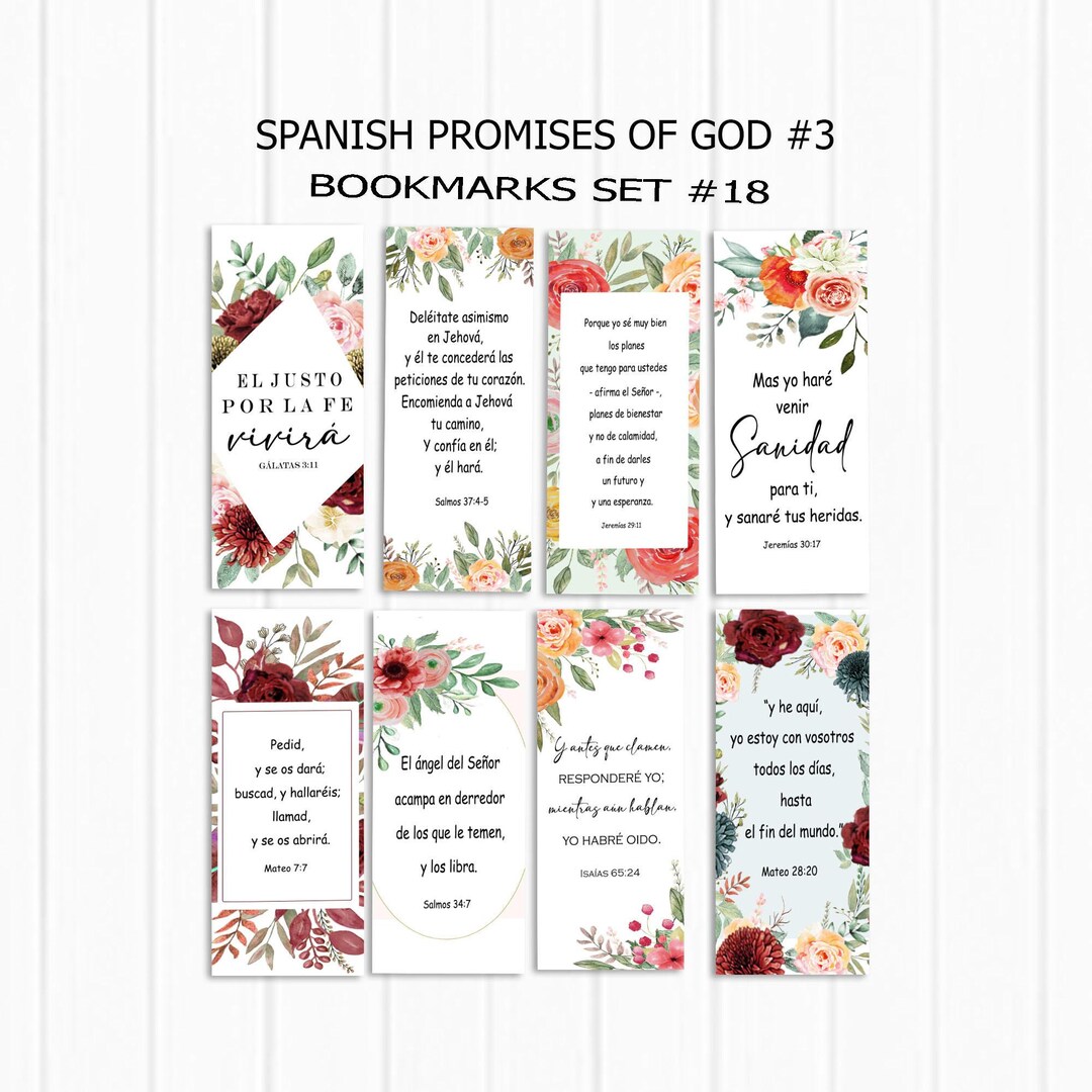 Spanish Bible Set X8 Bookmarks, Promises of God Bookmarks, Spanish ...