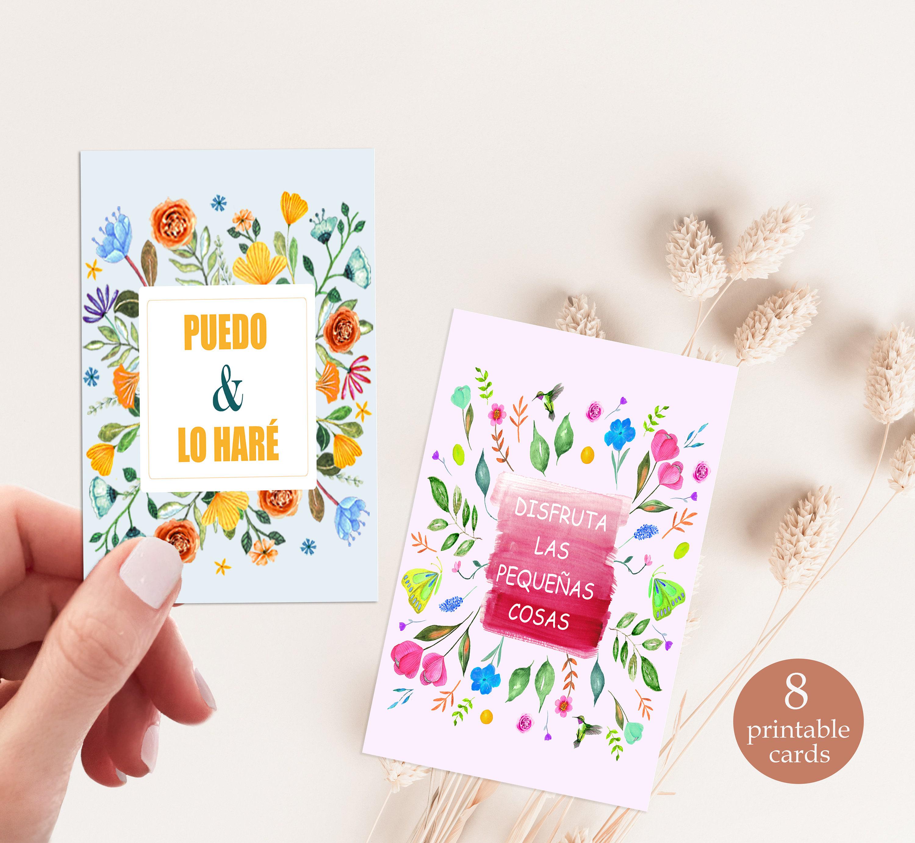 Spanish Motivational Quote Cards: Printable Watercolor Art (digital ...