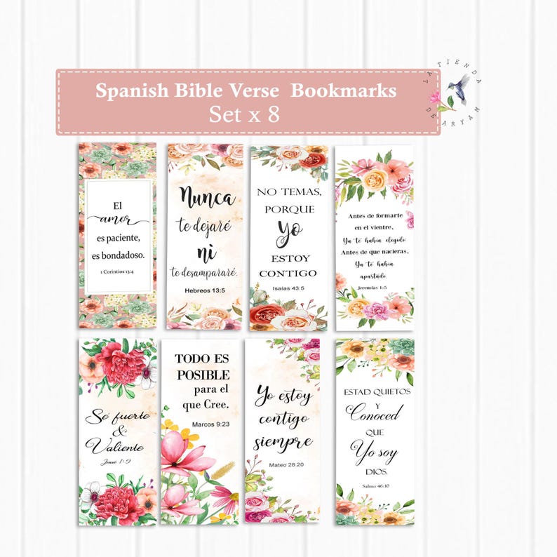 Spanish Set X8 Bible Bookmarks, Printable Set of 8, 7 X 2.5 Inches ...