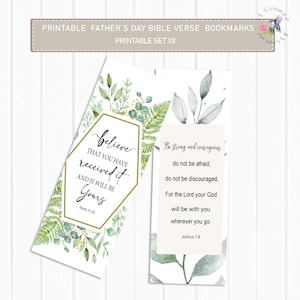 Printable Bible Verse Set X8 Bookmarks, Father's Day Bible Verses ...