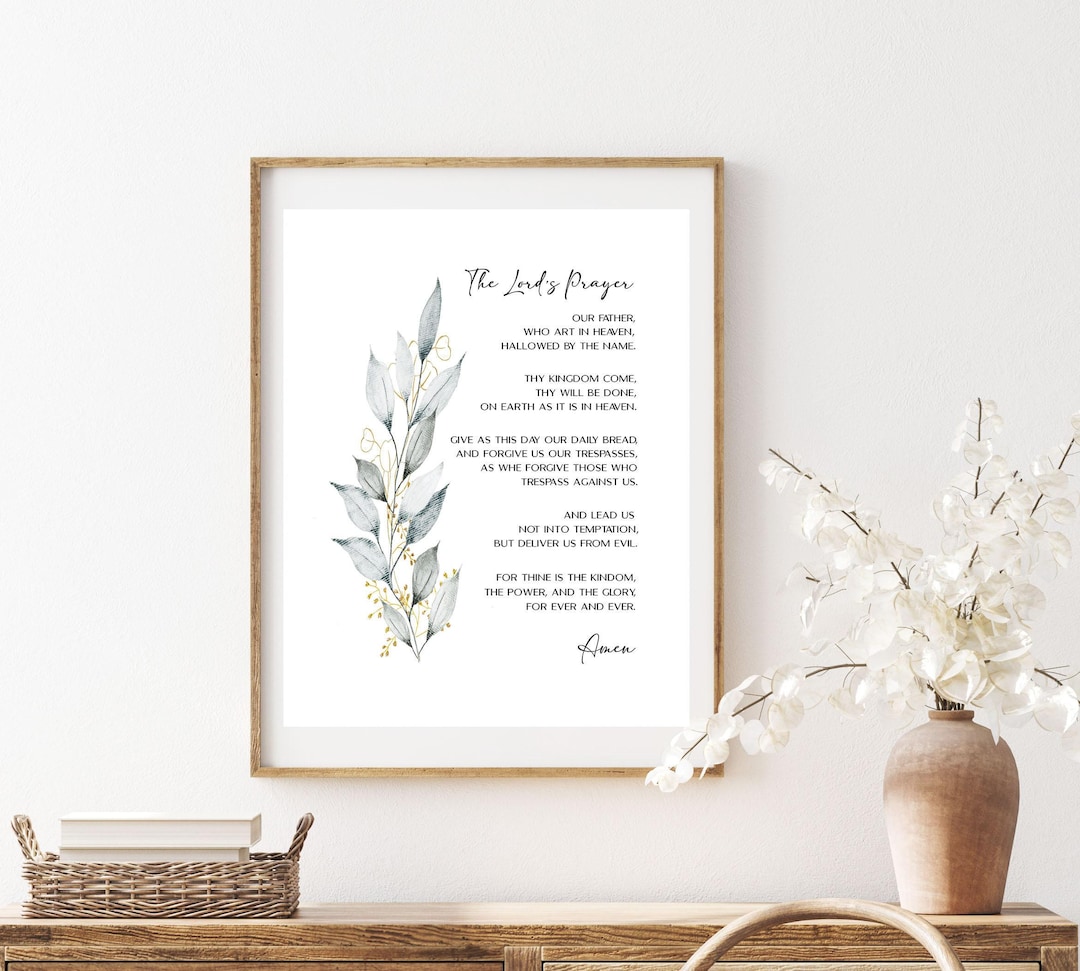 The Lords Prayer Print, Our Father Prayer Print , Bible Verse Printable ...