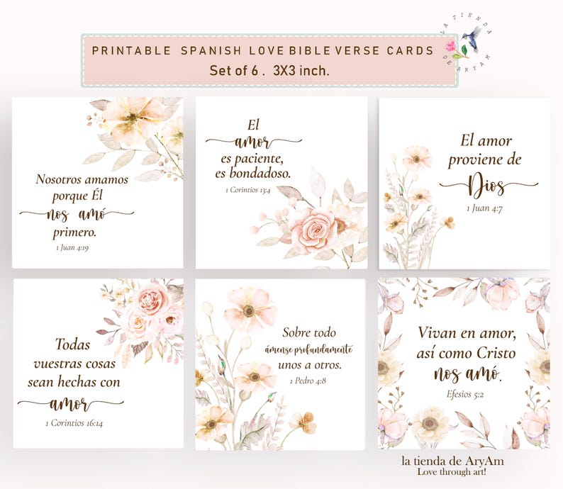 Spanish Love Bible Verse Cards Printable – Set of 6 - Etsy