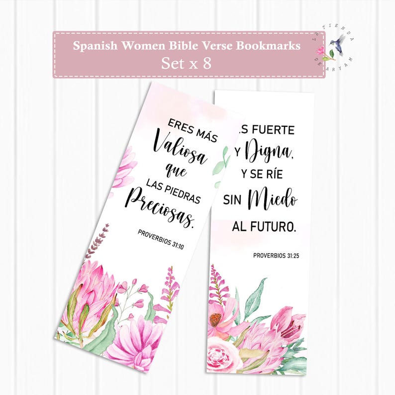 Spanish Bible Verse Bookmarks, Floral Christian Gift (set of 8 ...