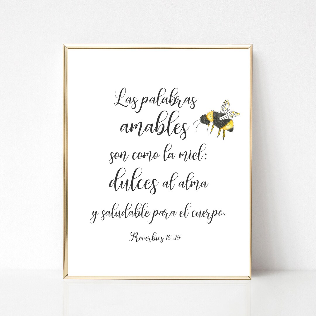 Spanish Bible Verse Printable – Proverbios 16:24 Christian Wall Art ...