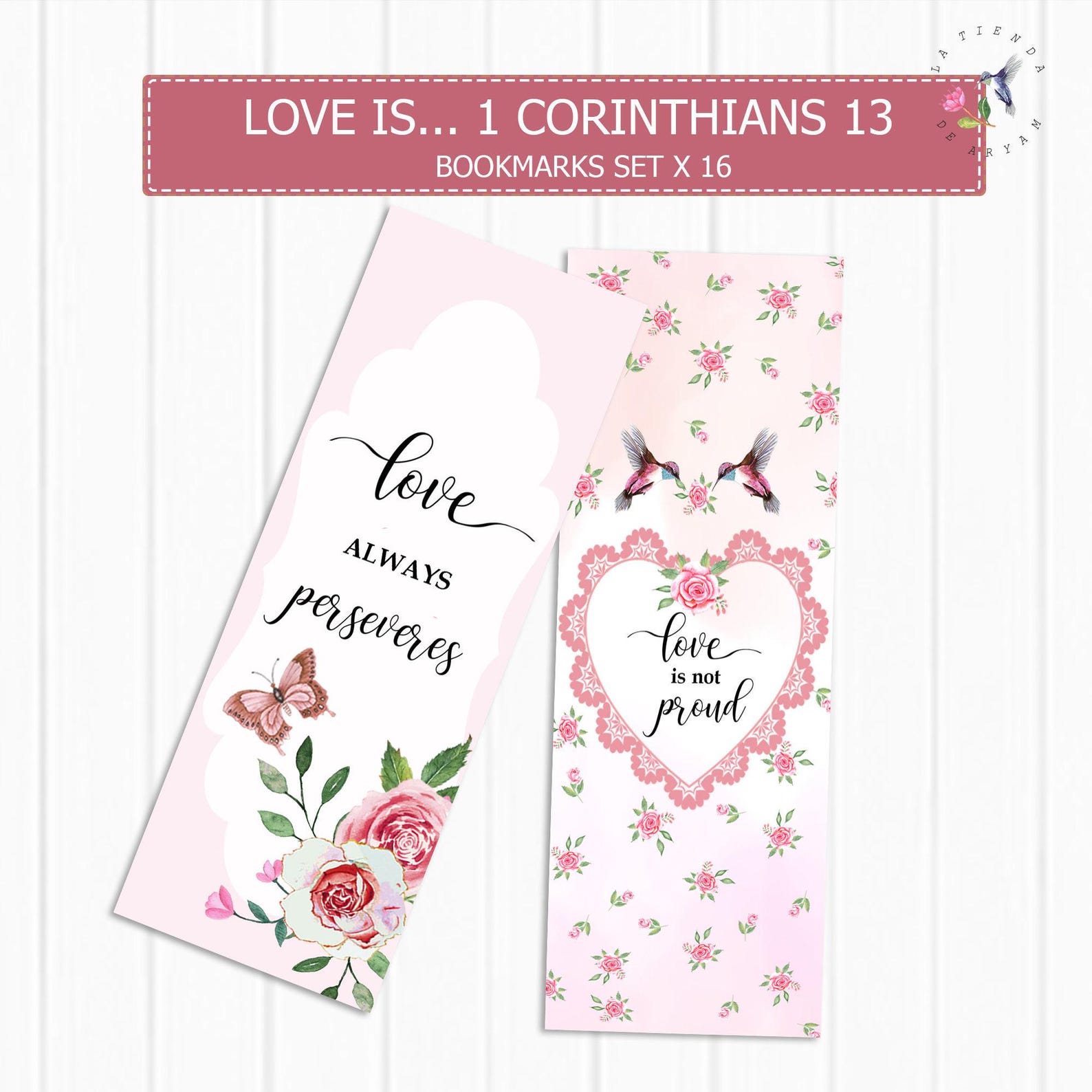 Love is Bible Set X8 Verse Bookmarks, 1 Corinthians 13 Bookmarks, Love ...