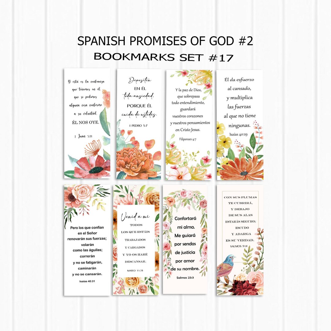 Spanish Set X8 Promises of God Bookmarks, Spanish Christian Gifts for ...