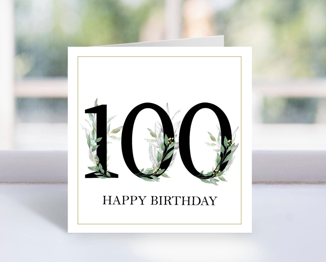Printable 100th Birthday Card, 100th Birthday Card Printable ...