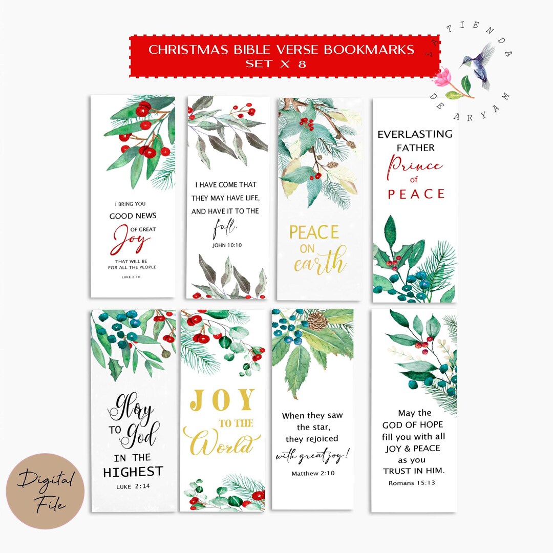 Christmas Bible Bookmarks: Printable Scripture Gift (digital Download ...