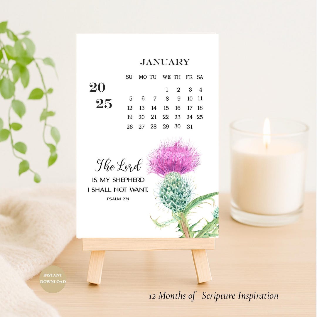 Bible Verse Calendar Desk Calendar 2025 Calendar Printable Monthly ...