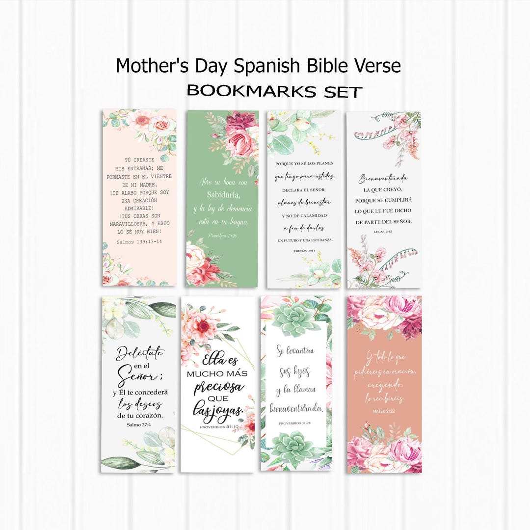 Spanish Bible Set X8, Printable Bookmarks, 7 X 2.5 Inches, Bookmarks ...