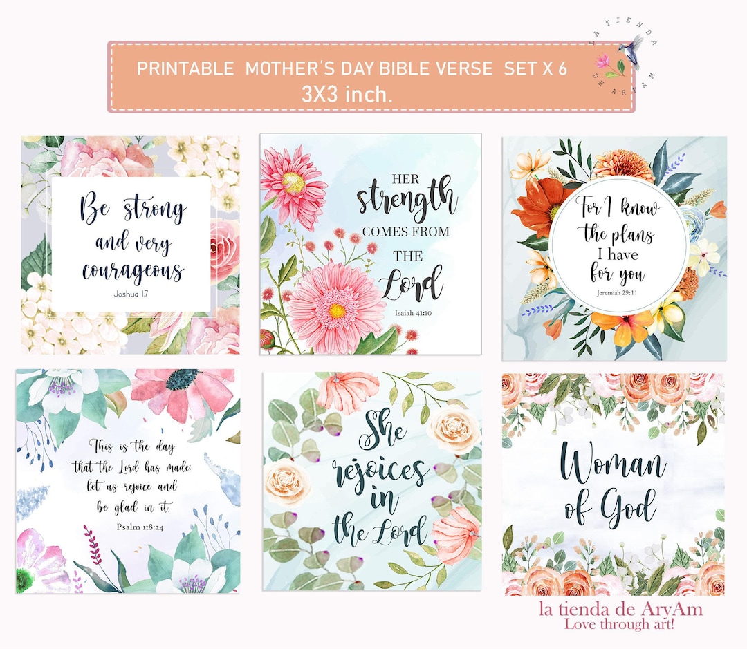 Printable Mother's Day Scripture Cards, Mother's Day Bible Cards, Women ...