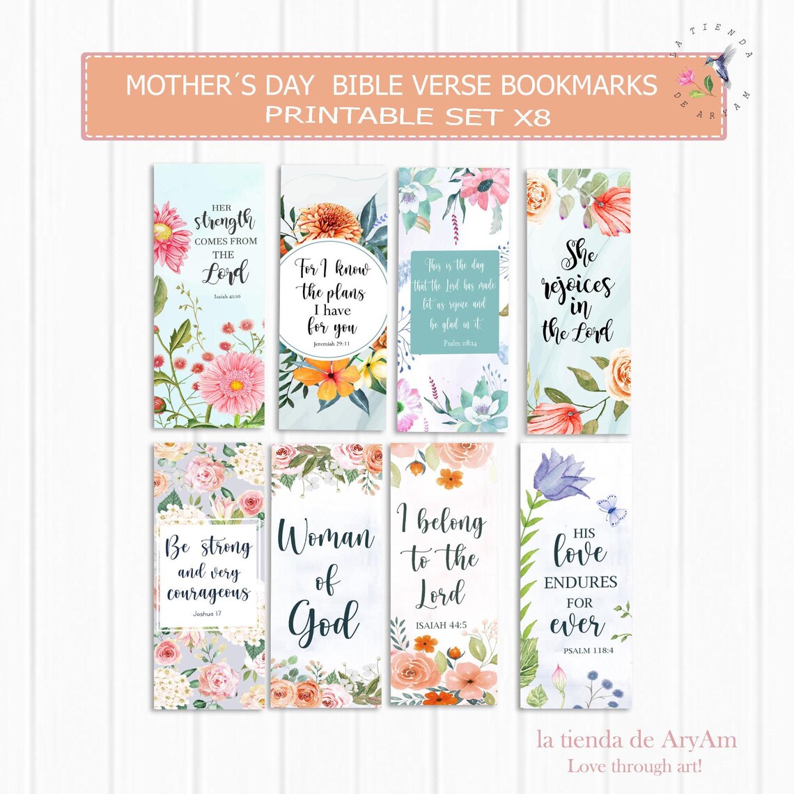 Printable Bible Set X8 Verse Bookmarks, Mother's Day Bible Verses ...