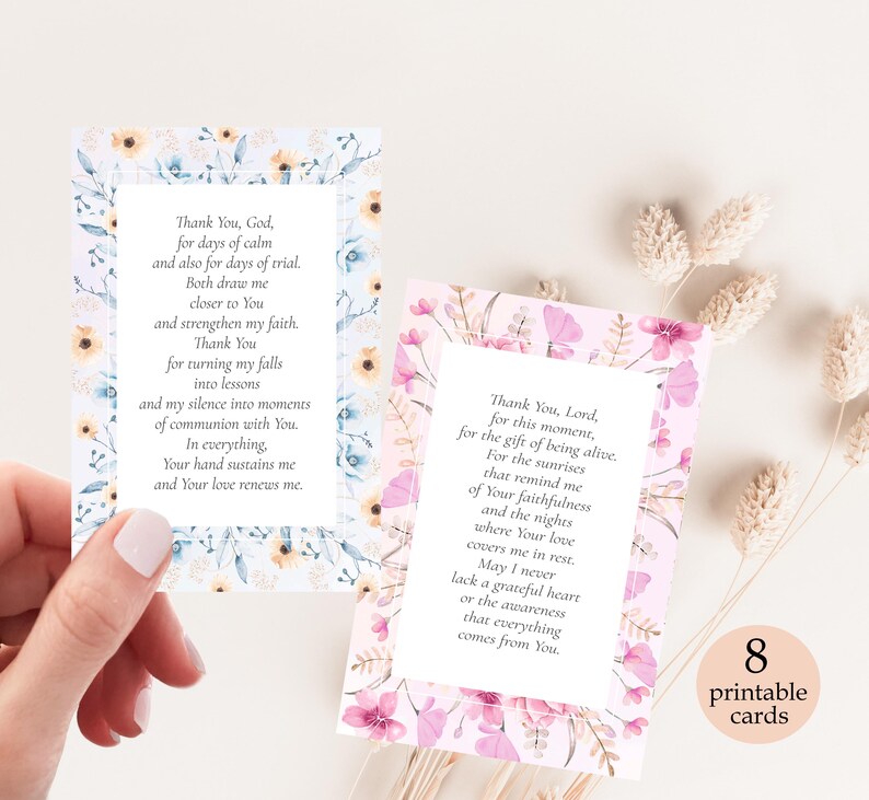 Gratitude Prayers to God, Christian Prayer Cards Set (4x6 Printable ...