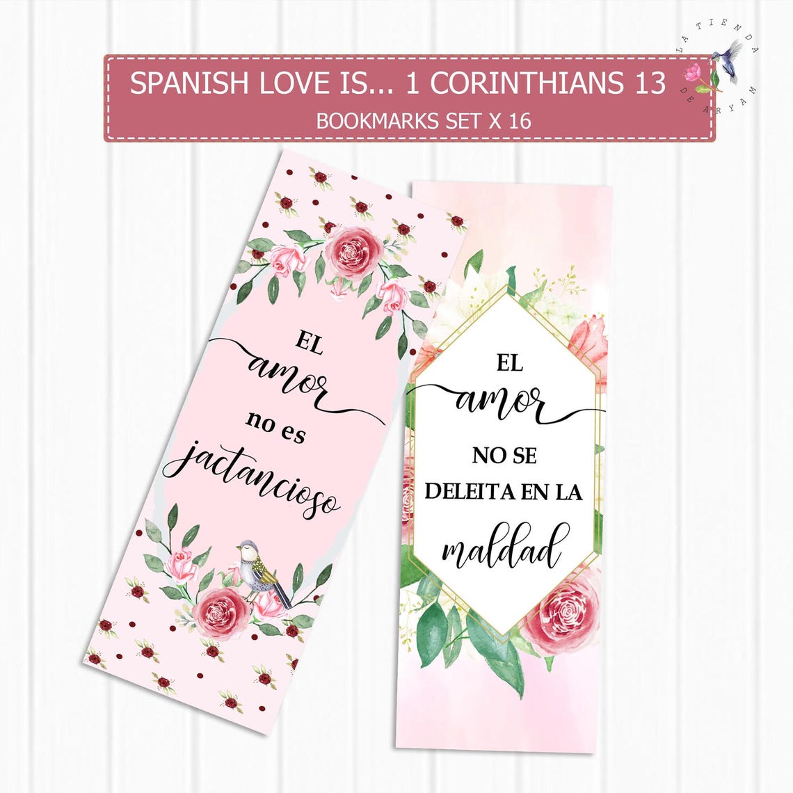 Spanish Love Set X8 Bible Verse Bookmarks, 1 Corintios 13 Bookmarks, El ...