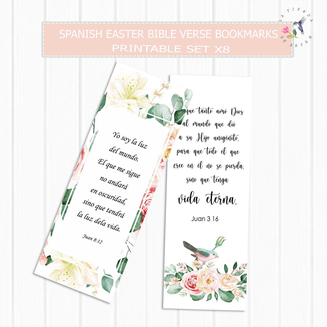 Spanish Easterset X8 Bible Verse Bookmarks, Printable Spanish Bible ...