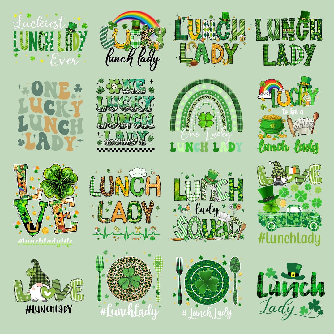 21 Png Lunch Lady St Patricks Day, Shamrock Lunch Lady Png, Luckiest ...
