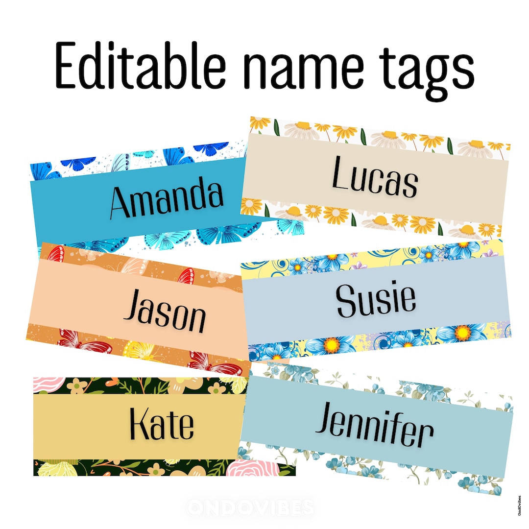 Summer Pastel Floral Name Tags – Minimal Summer Table Decor With ...